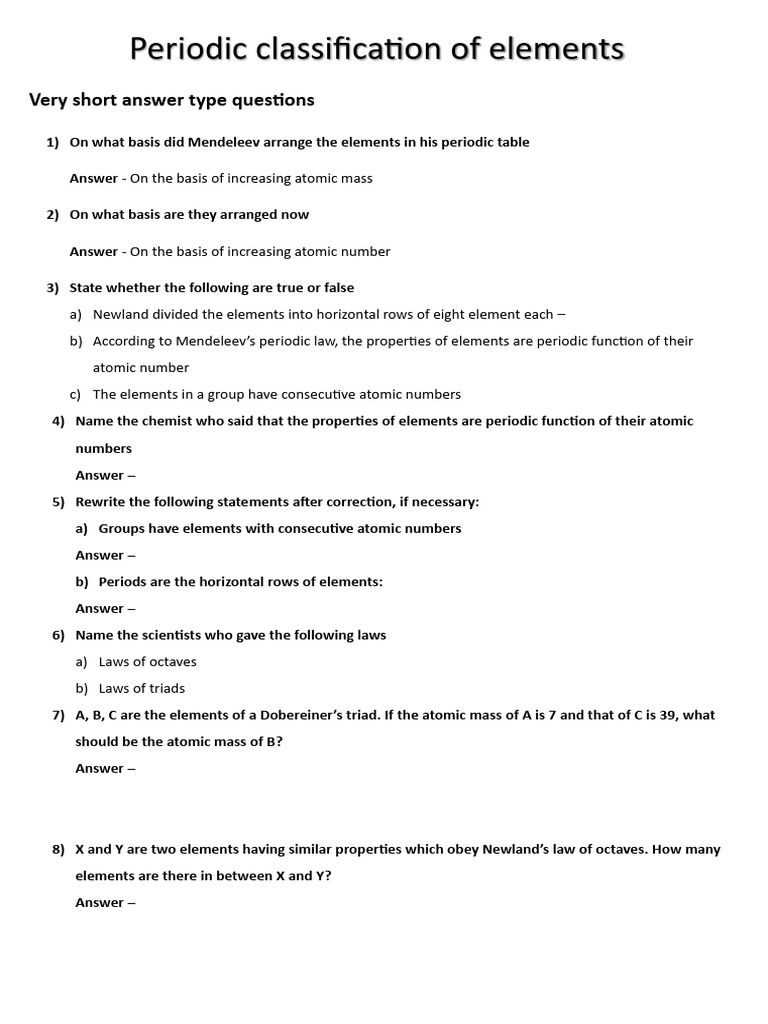 Periodic Classification of Elements | PDF | Periodic Table | Chemical Elements