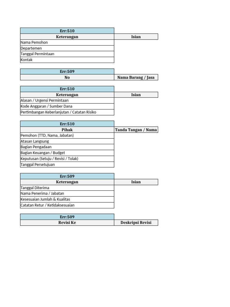 Form Permintaan Barang ISO Styled | PDF