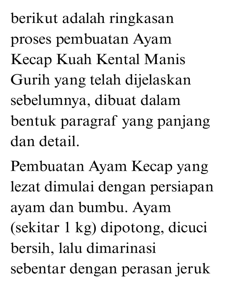 Resep Lengkap Membuat Ayam Kecap Cocok Untuk Keluarga | PDF
