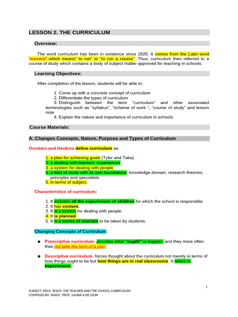Reviewer Lesson 2 4 Curriculum | PDF | Curriculum | Constructivism ...