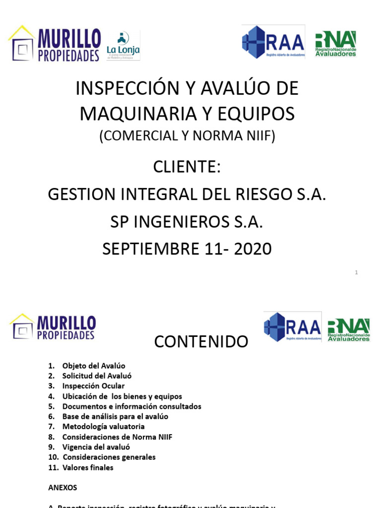 AVALÚO DE MAQUINARIA Y VEHICULOS SP INGENIEROS v3 | PDF | Mercado (economía) | normas ...