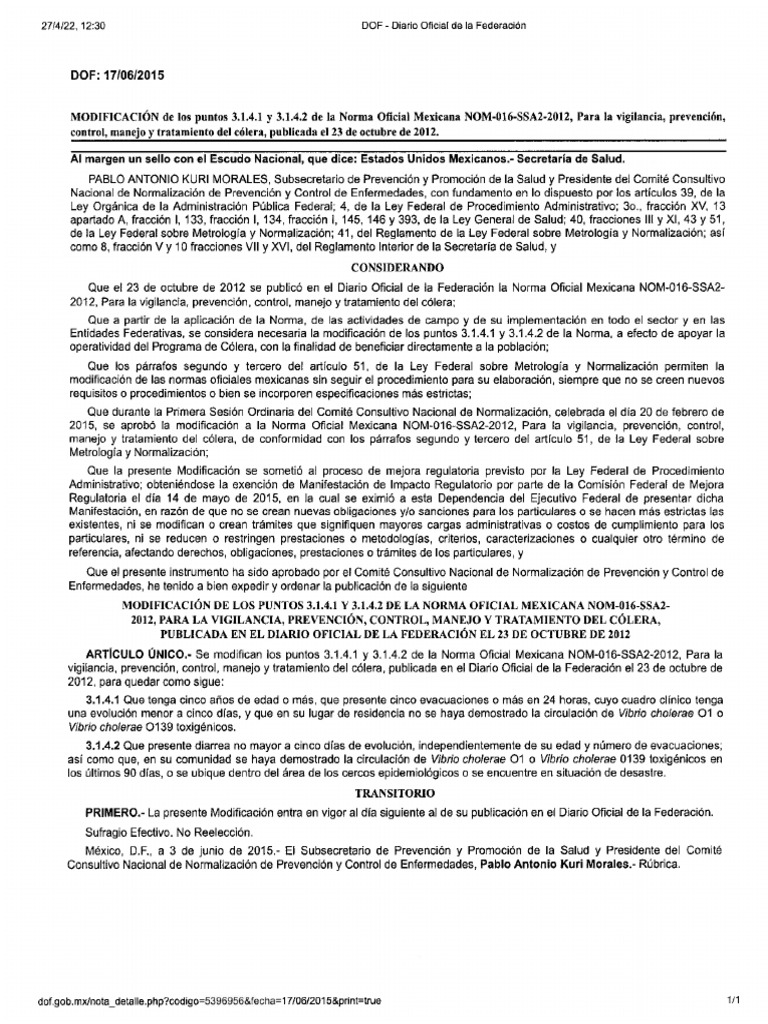 Modificacion Nom 016 Ssa 212 | PDF