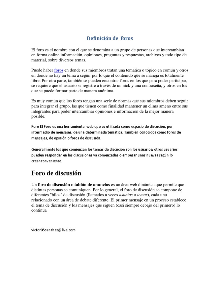 Definición de Foros | PDF | Estudios de idiomas extranjeros | Informática