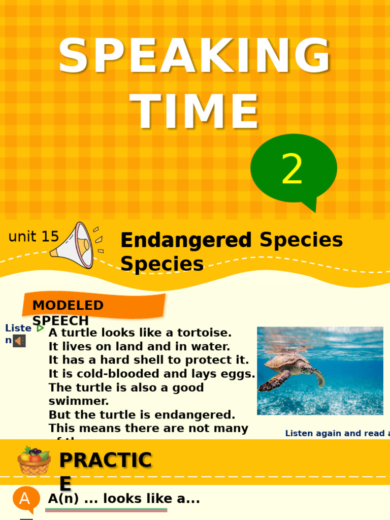 Endangered Animals: Facts and Speech Practice | PDF | Turtle | Zoology