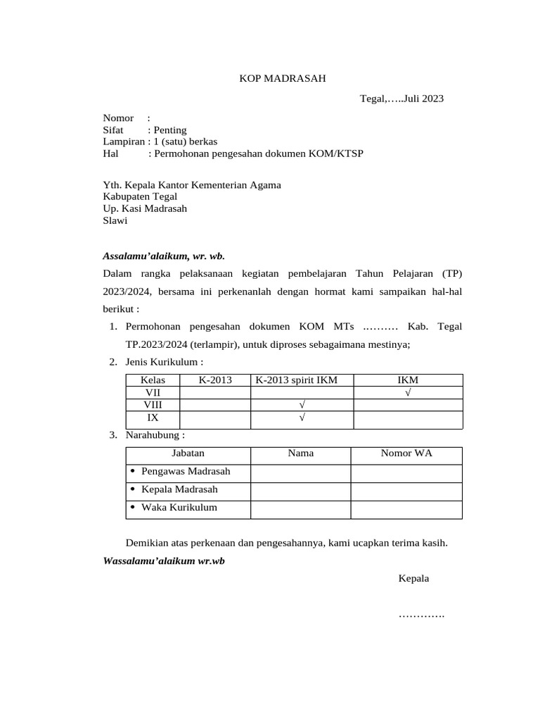 Contoh (Cover, Rekom & Pengesahan) | PDF