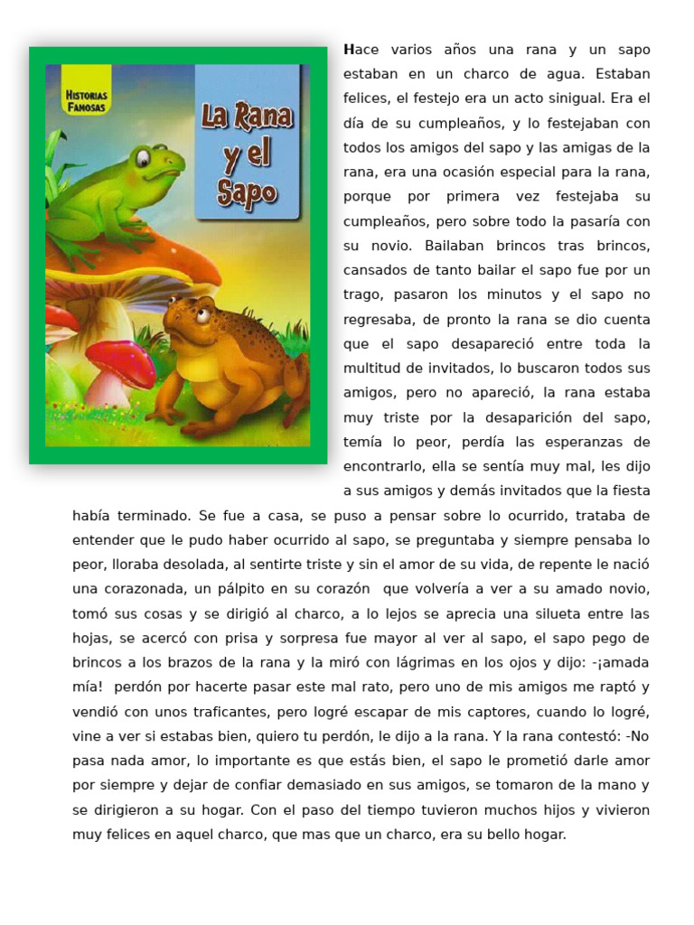 Amor y desventura: la rana y el sapo | PDF | Amor | Las emociones