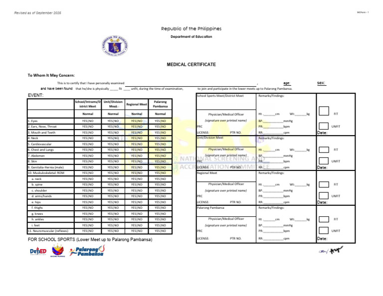 2025 - Athlete Record - MEDICAL I | PDF