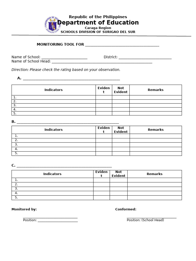 Sample Template For Monitoring Tool | PDF
