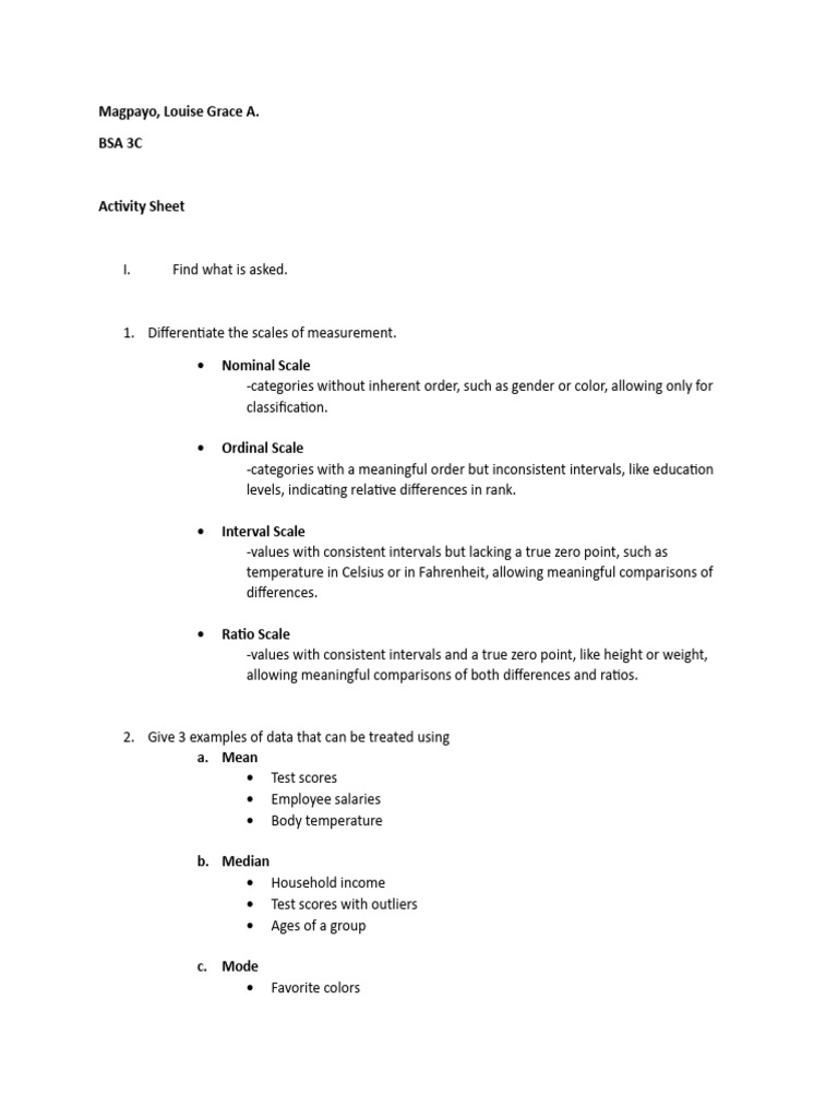 Magpayo Louise Grace A-Descriptive Statistics | PDF | Level Of ...