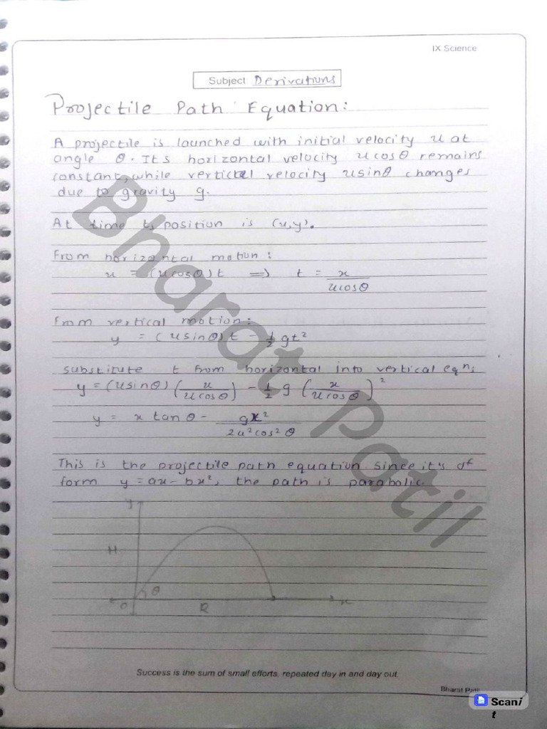 Class 11: Physics Derivations | PDF