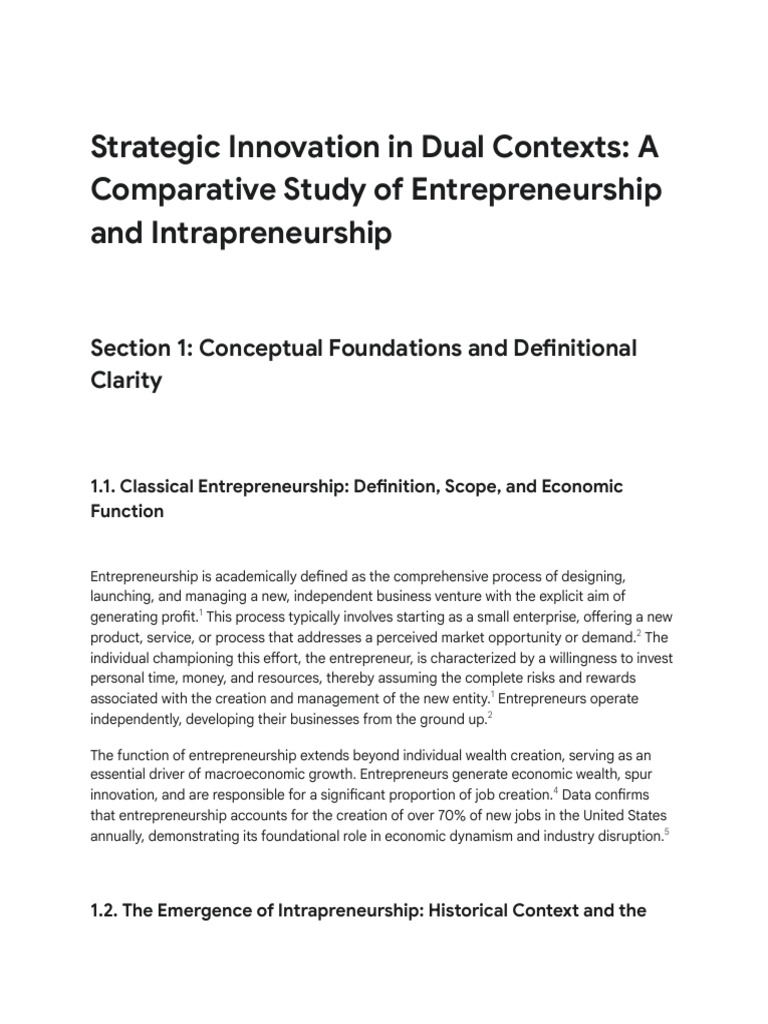 Entrepreneurship vs. Intrapreneurship Research | PDF | Entrepreneurship ...