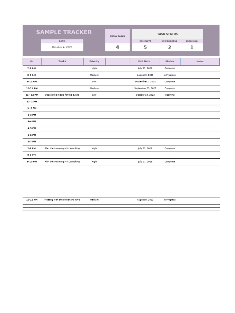 Sample Tracker Template | PDF