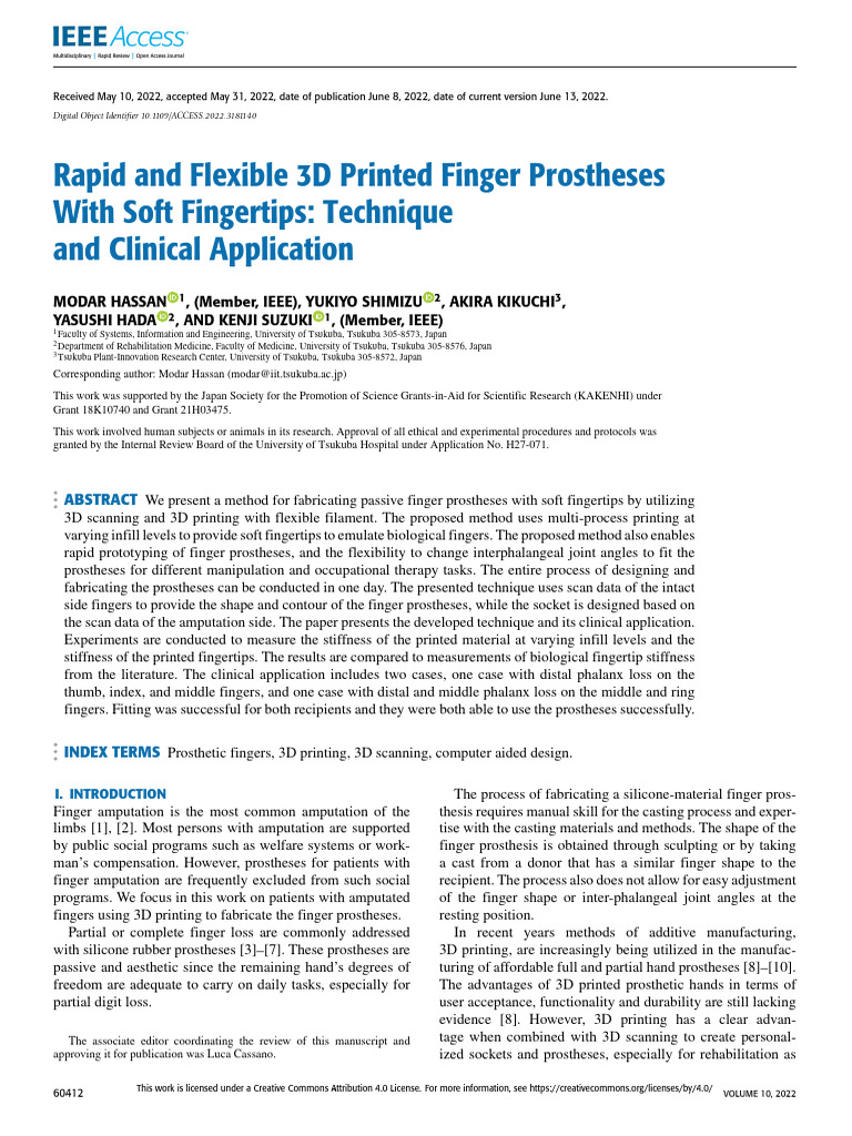 3D Printed Finger Prostheses with Soft Tips | PDF | Prosthesis | Finger