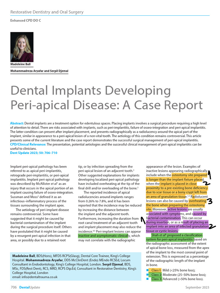 Dental Implants Developing Peri-Apical Disease.a Case Report | PDF ...