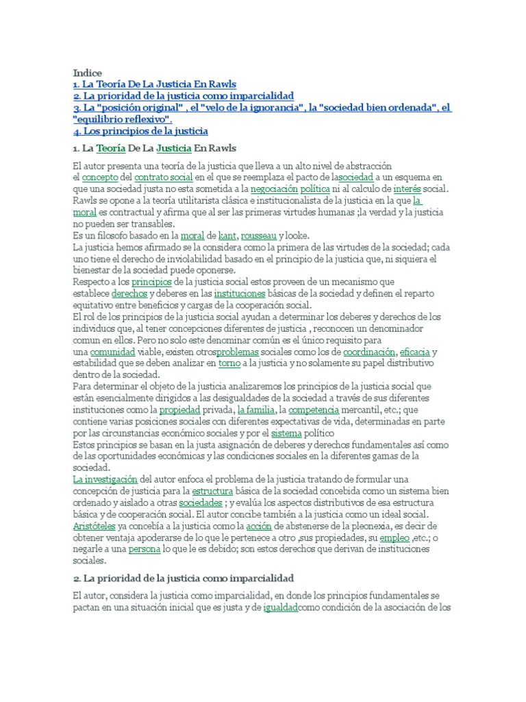 Justicia Distributiva Rawls Resumen | PDF | John Rawls | Contrato social
