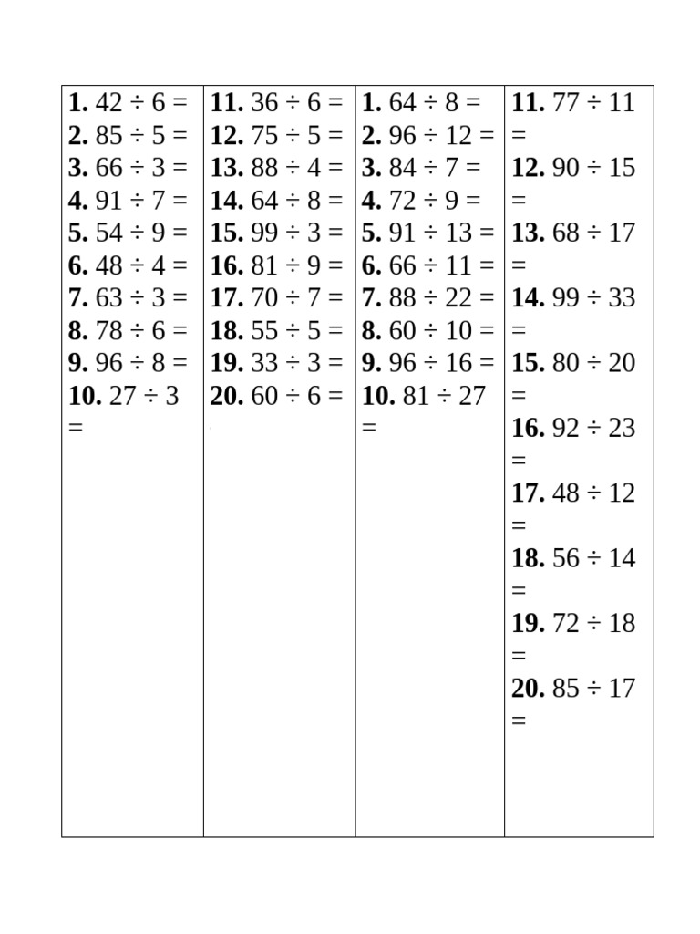 Division Sums | PDF