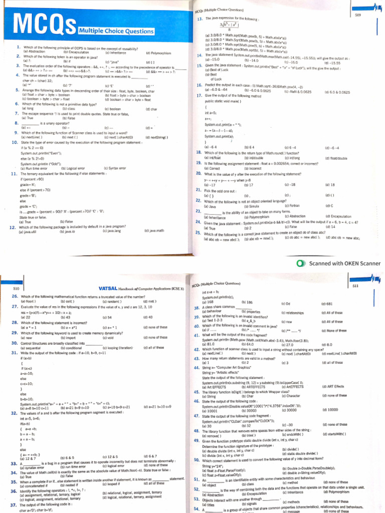 Java Programming Multiple Choice Questions | PDF | Boolean Data Type ...
