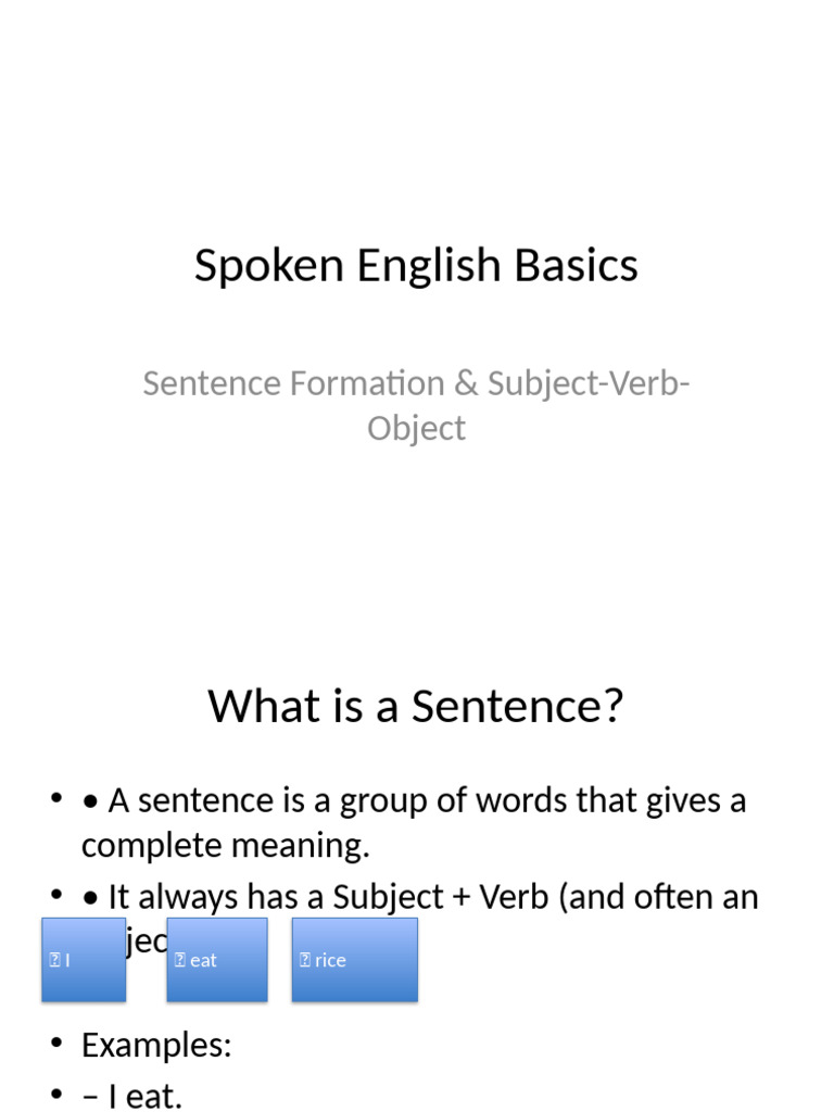 Sentence Formation Svo Visual Clean | PDF