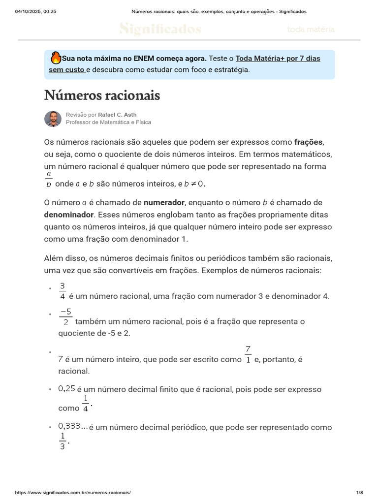 Números Racionais - Quais São, Exemplos, Conjunto e Operações ...