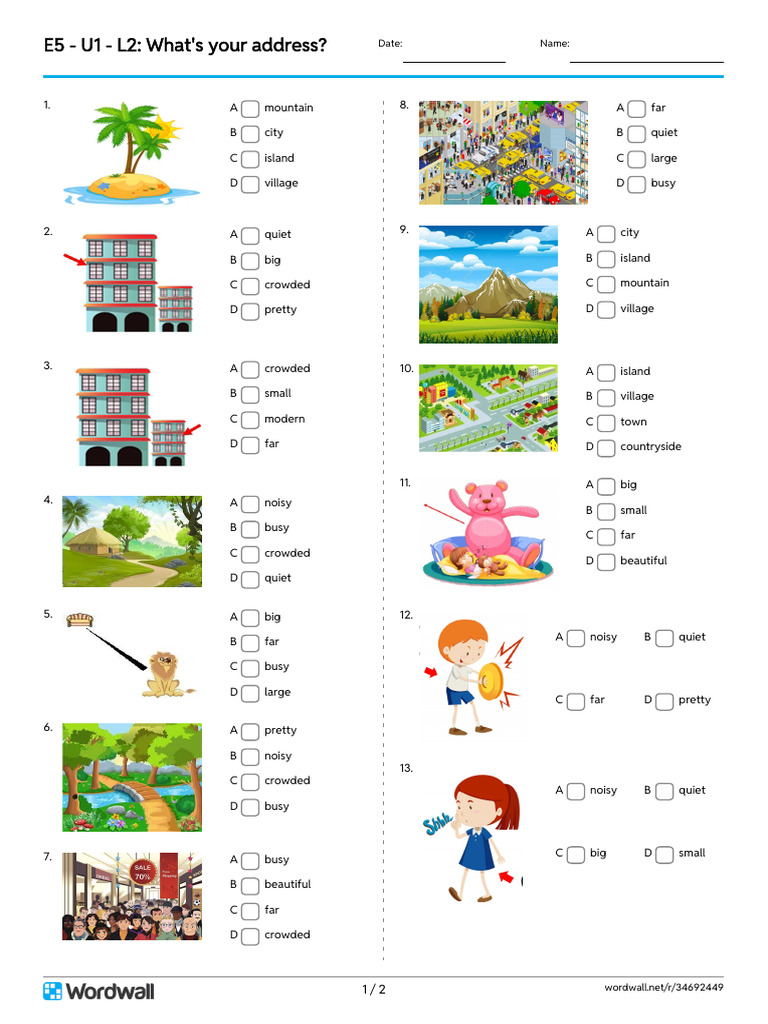 E5 U1 l2 Whats Your Address Quiz | PDF | Chess Theory | Chess