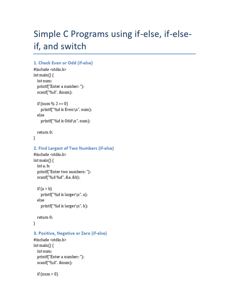 Simple C Programs Conditions | PDF | Workweek And Weekend | Computer ...
