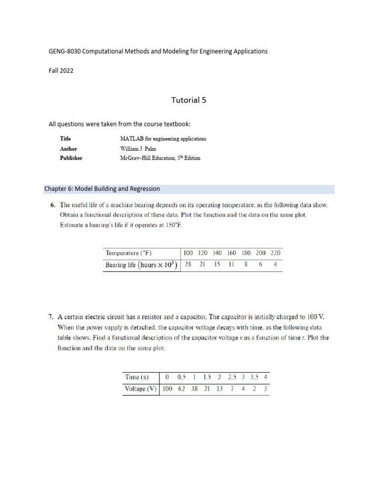 Tutorial5 GENG Fall2022-Chapter6 | PDF