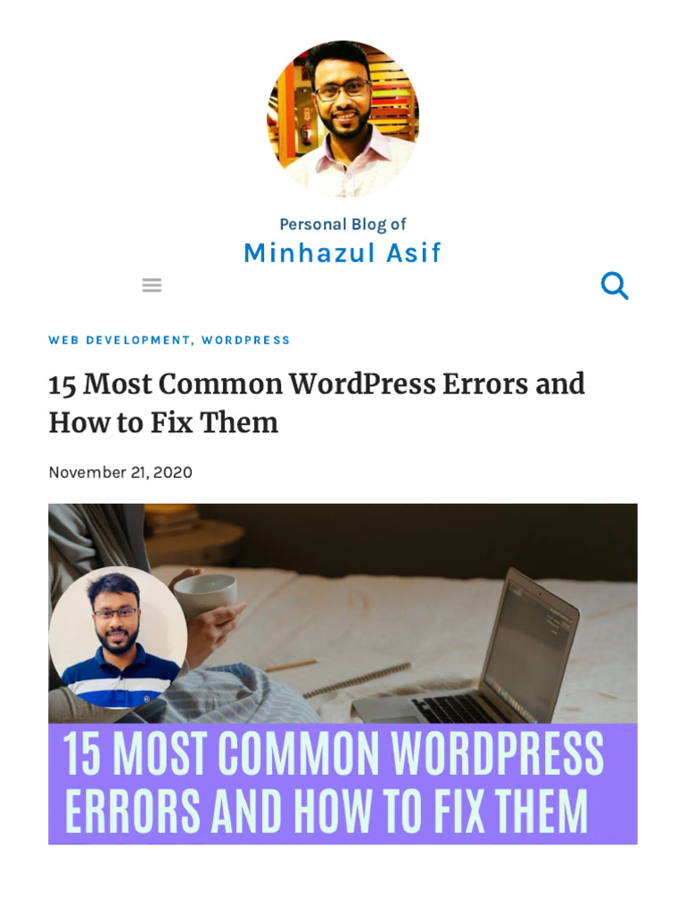 15 Most Common WordPress Errors and How To Fix Them - Minhazul Asif's Blog | PDF | Word Press | Php