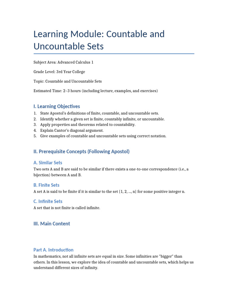 Countable vs Uncountable Sets Explained | PDF | Set (Mathematics ...
