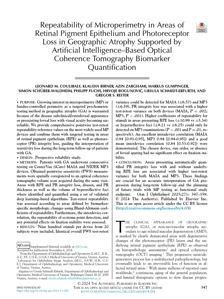 Repeatability of Microperimetry in Areas of Retina | PDF | Human Eye ...