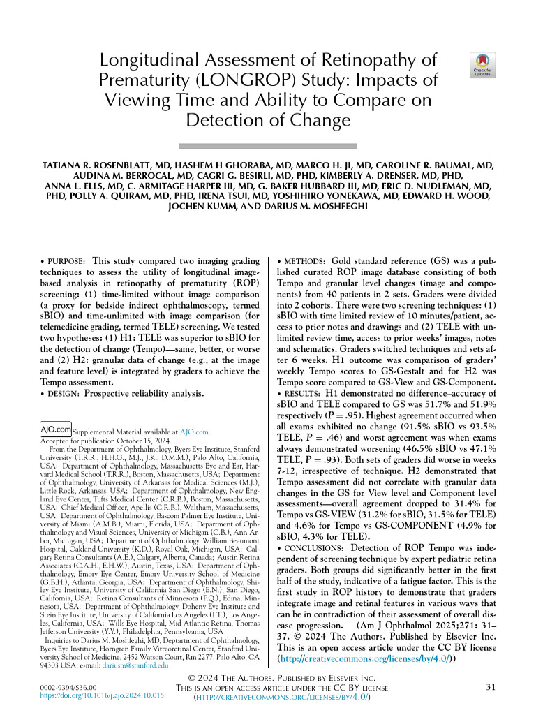 ROP Screening: TELE vs. sBIO Techniques | PDF | Ophthalmology