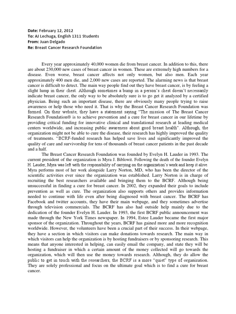 Memo Final | PDF | Breast Cancer | Cancer