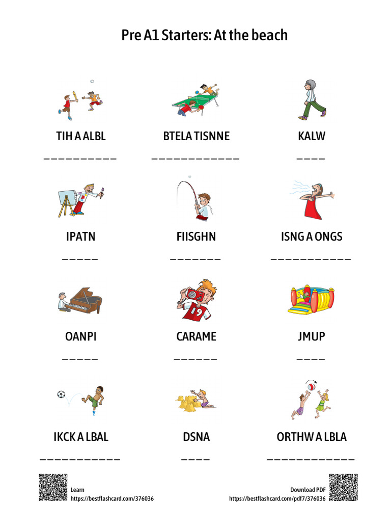 Beach Vocabulary Answers | PDF