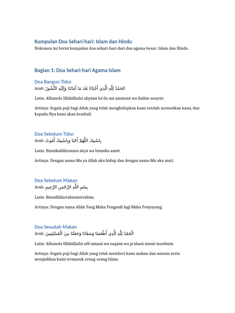 Kumpulan Doa Islam Dan Hindu | PDF