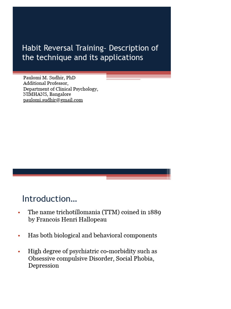 Habit Reversal Training Overview | PDF | Relaxation (Psychology) | Habits