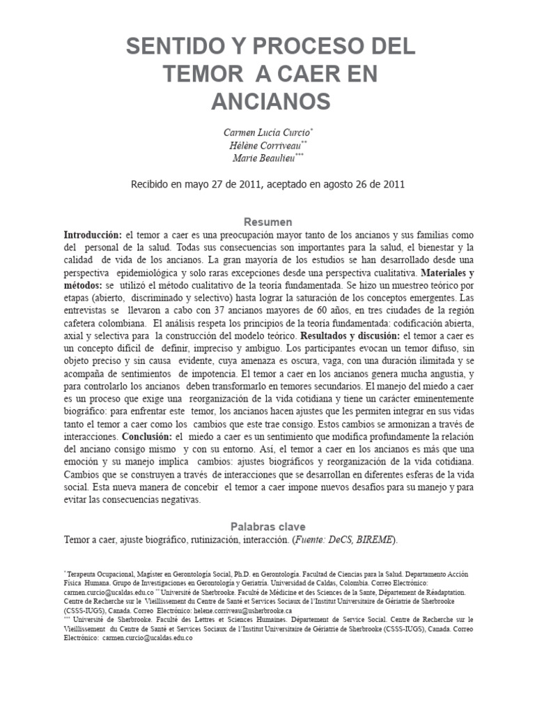 Temor a Caer en Ancianos: Impacto y Ajustes | PDF | Psicologia