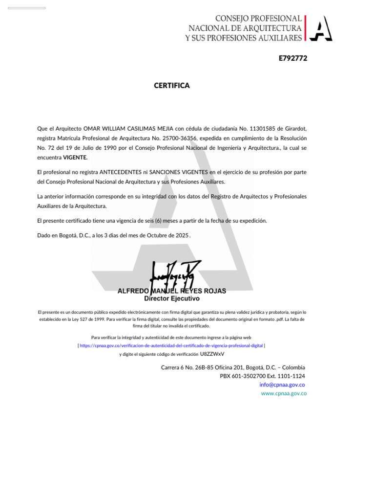 Certificado de Vigencia | PDF