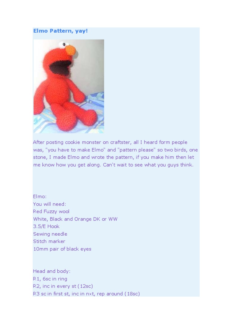 Patron Elmo | PDF | Handicrafts | Crafts
