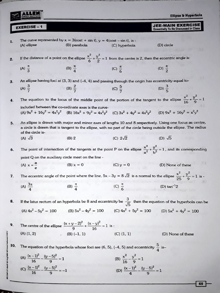 Allen Ellipse Exercises | PDF