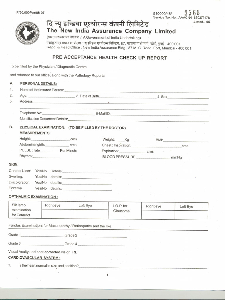 Health Checkup Report Format | PDF