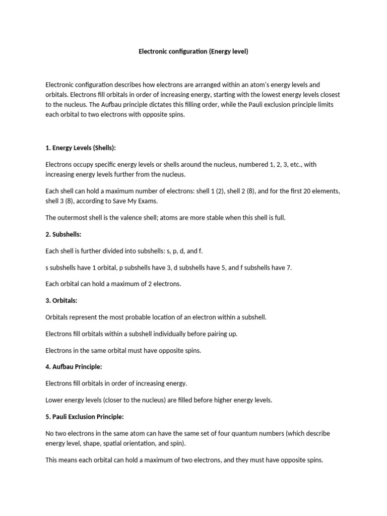 Electronic Configuration Principles | PDF