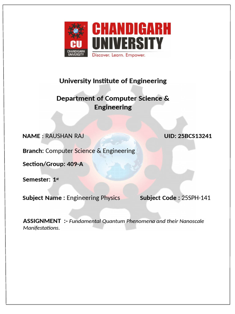 Eng. Phy. Assignment Front Page | PDF