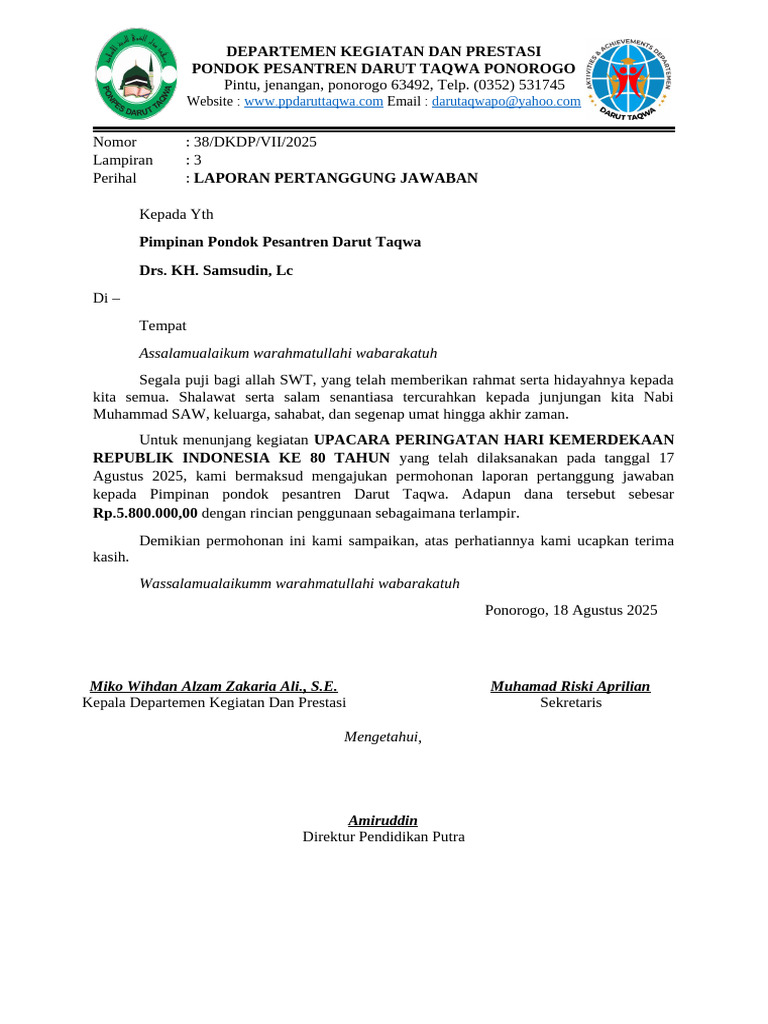 Contoh LPJ | PDF