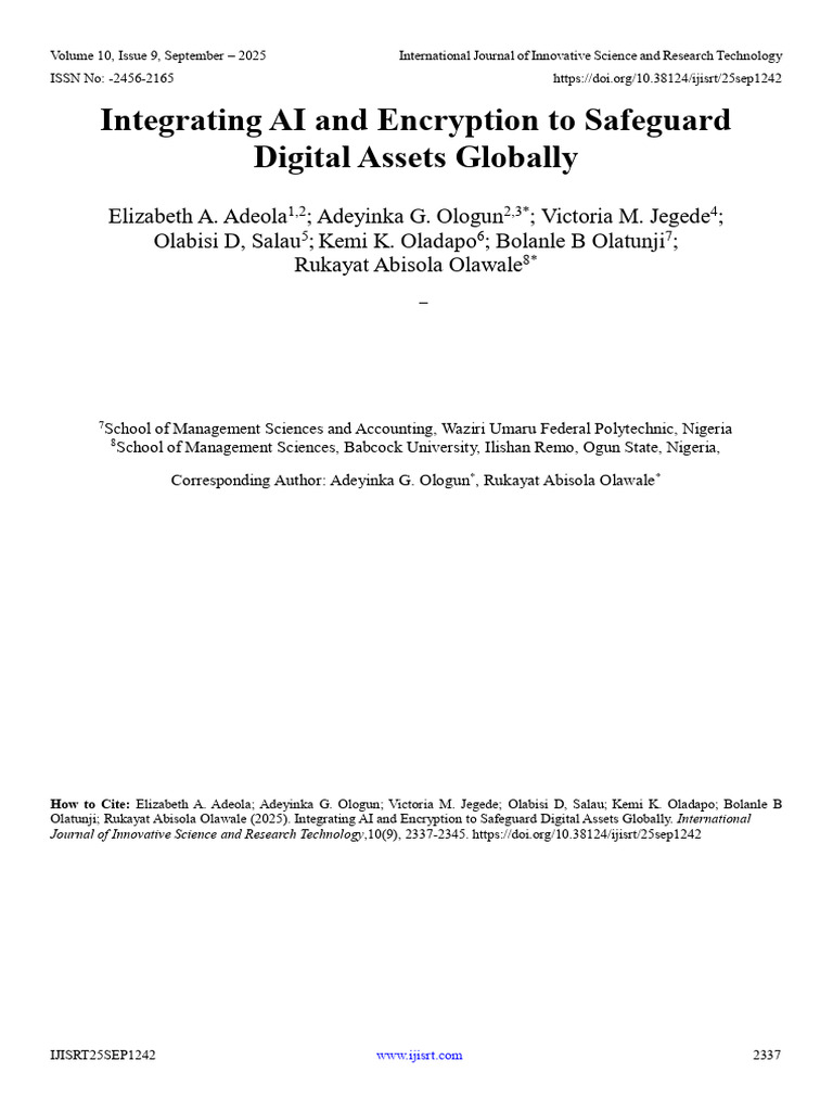 Integrating AI and Encryption To Safeguard Digital Assets Globally ...