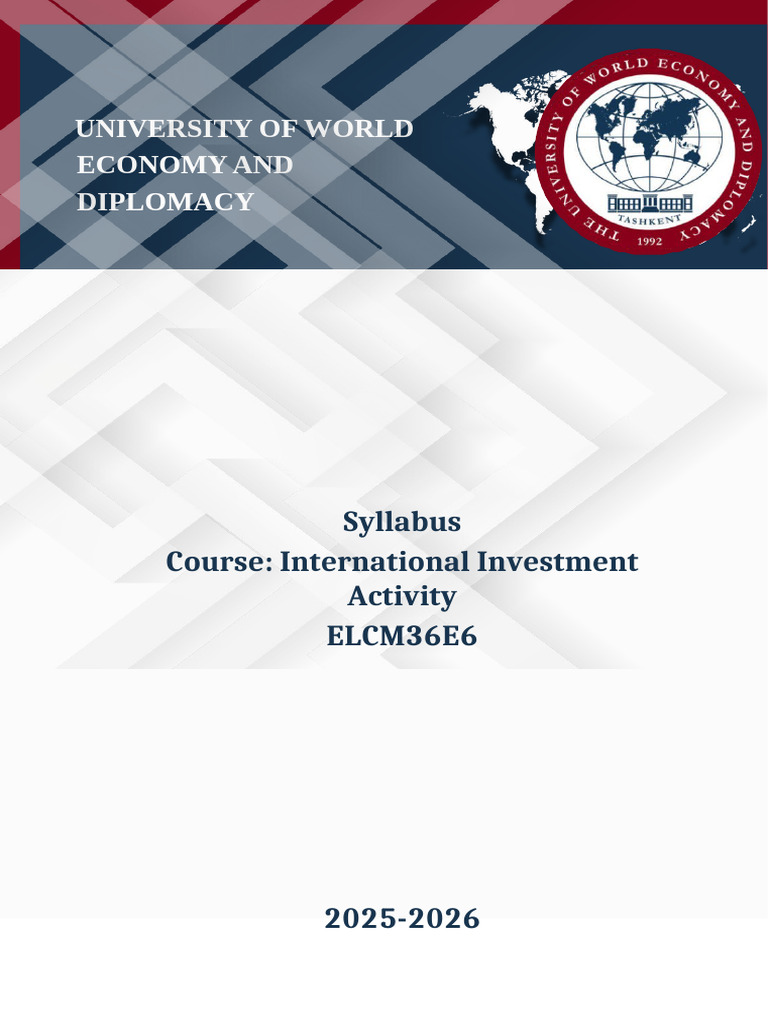 3-Курс - International Investment Activity 2025-2026 | PDF | Foreign ...