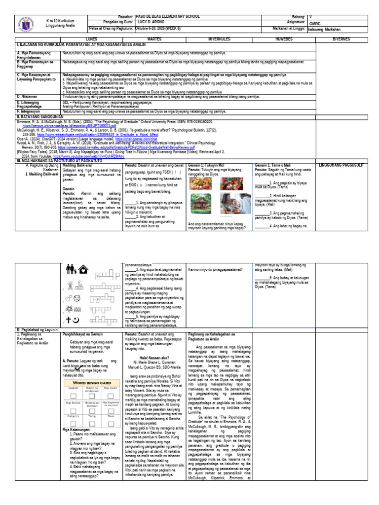 DLL GMRC-5 Q2-W6 | PDF