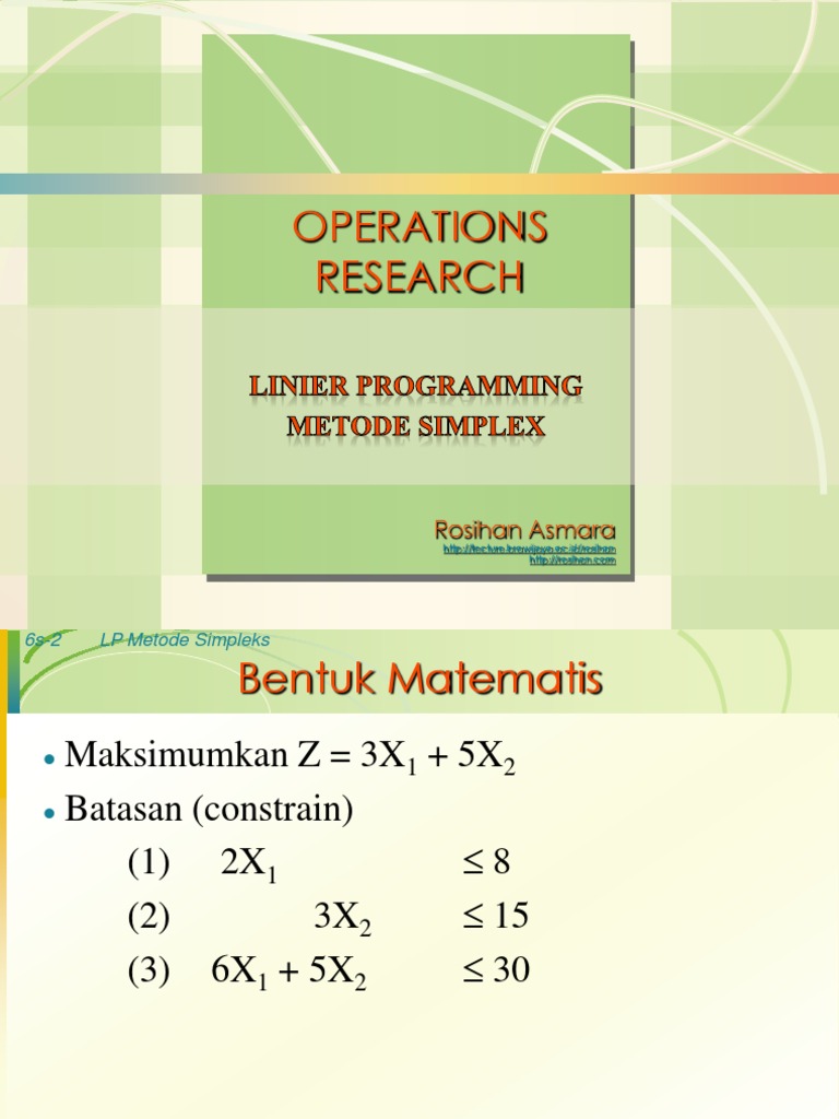 Risetoperasi 3 Linear Programming Metode Simplex | PDF