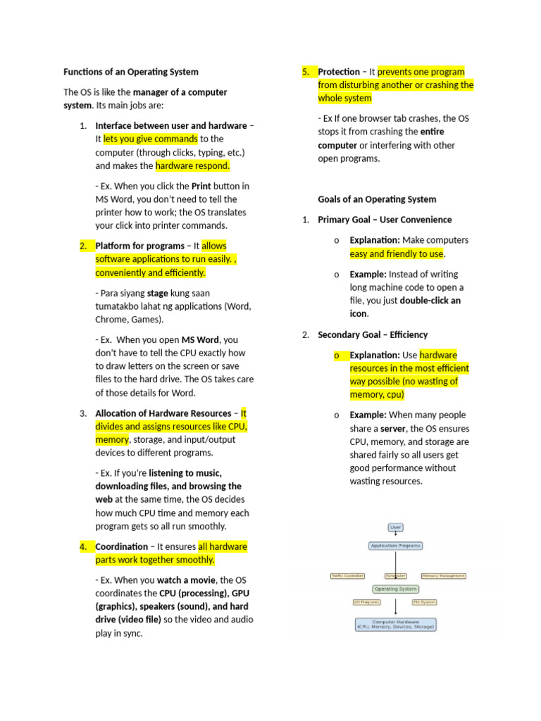 Key Functions of Operating Systems | PDF | Operating System | Computer ...