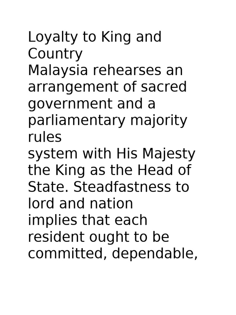 Loyalty To King and Country | PDF | Malaysia | Government