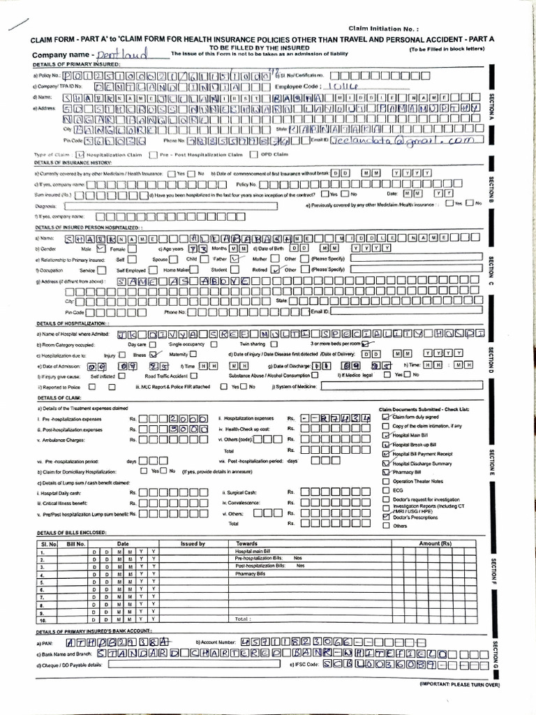 Claim Form Part A | PDF