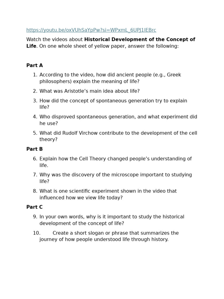 Historical Perspectives on Life Concepts | PDF